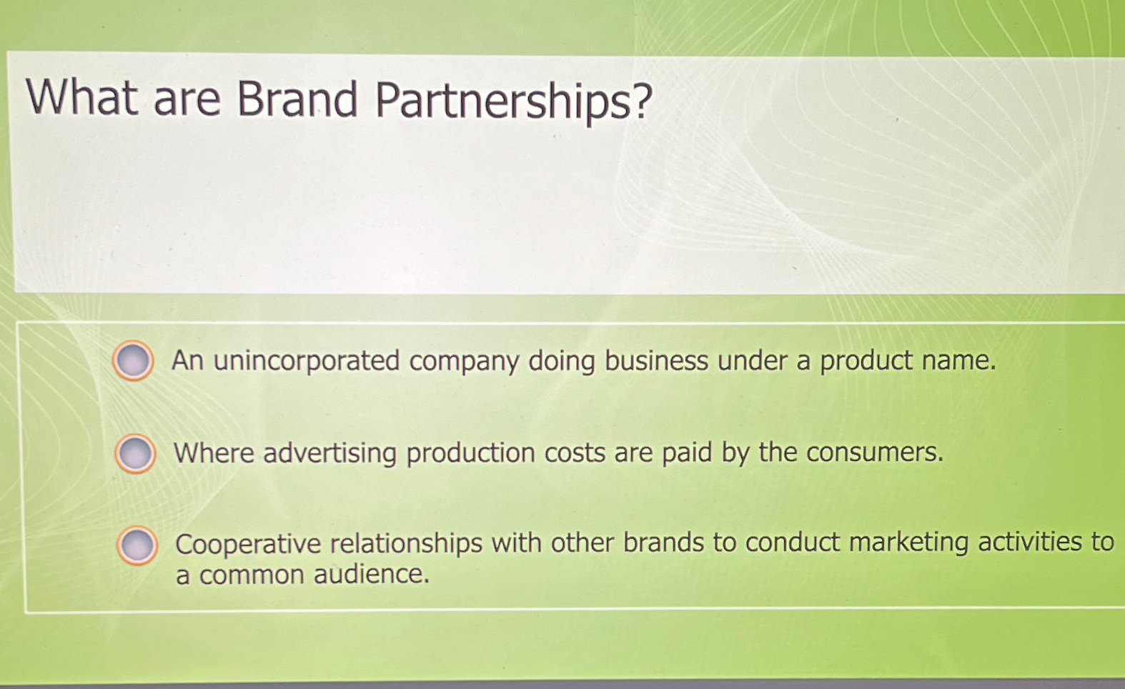 Solved What are Brand Partnerships?An unincorporated company | Chegg.com