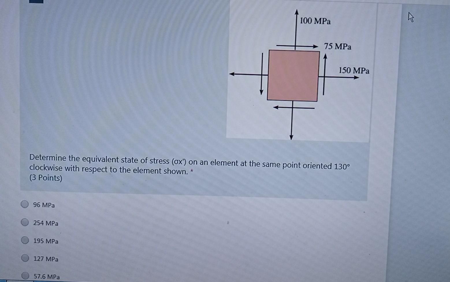 Solved 1 100 MPa 75 MPa 150 MPa Determine the equivalent | Chegg.com