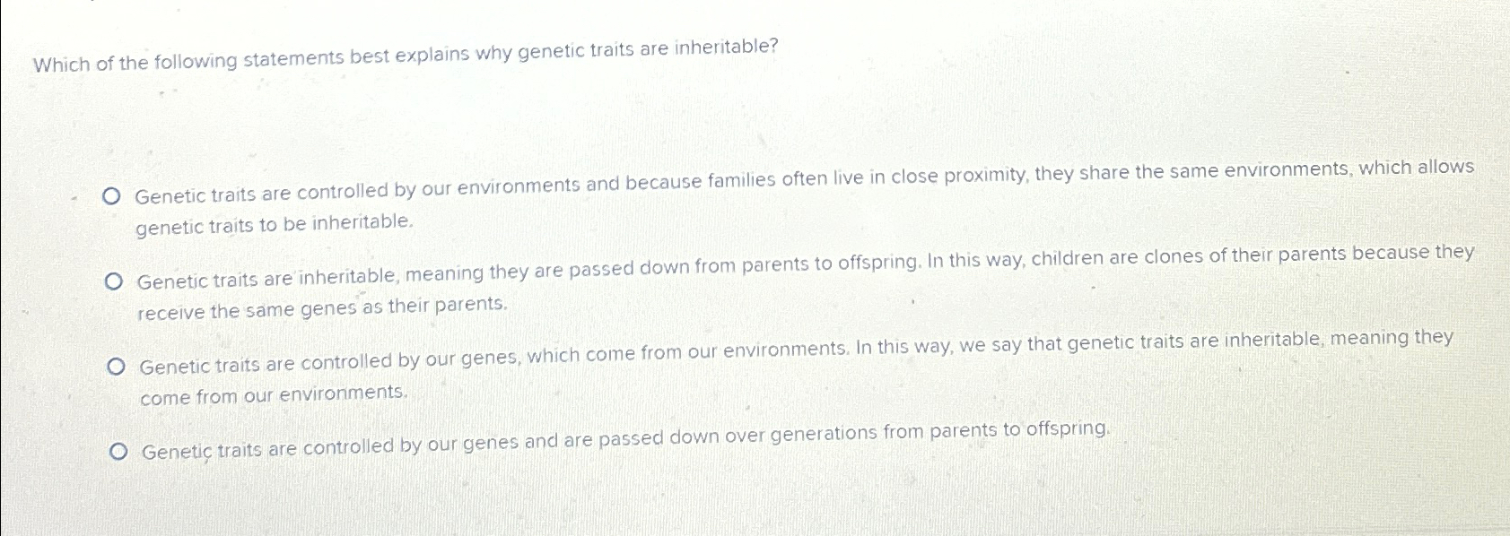 Solved Which of the following statements best explains why | Chegg.com