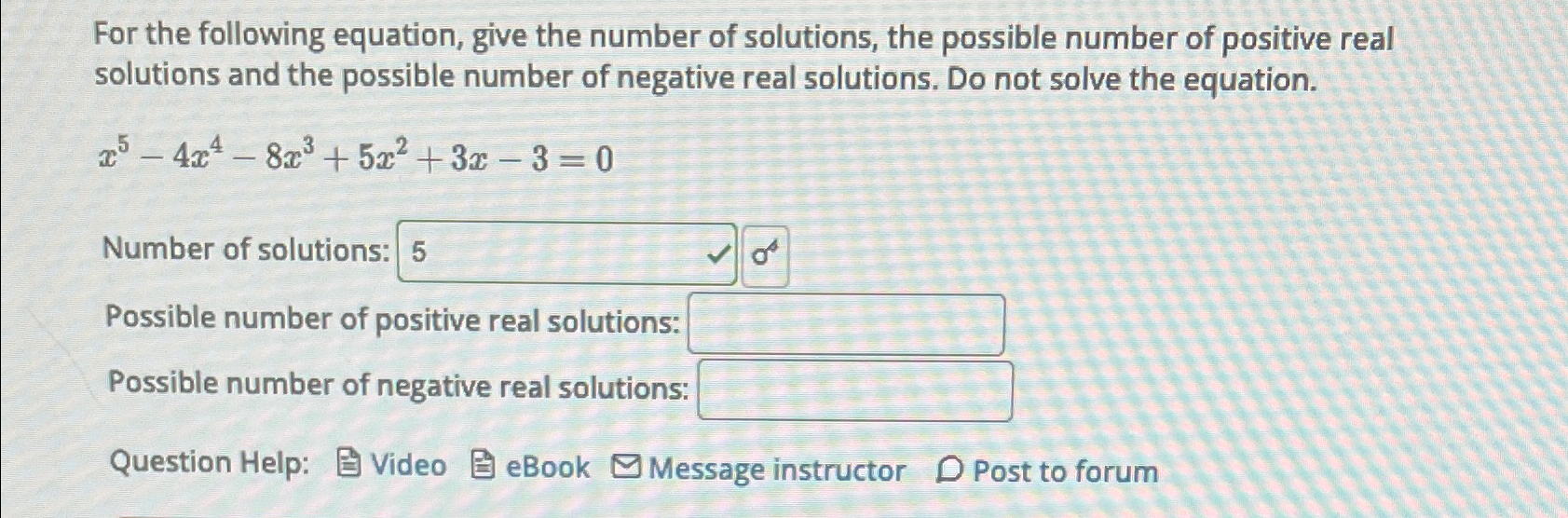 Solved For the following equation, give the number of | Chegg.com