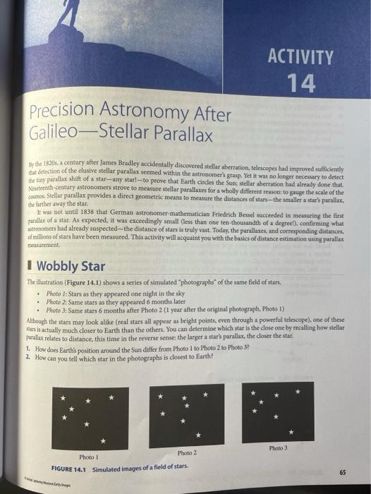 ACTIVITY 14 Precision Astronomy After Galileo—Stellar | Chegg.com