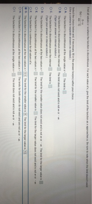 Solved Find all values xa where the function is | Chegg.com