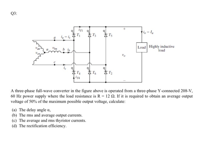 Solved Q3: 113 ofis Load Highly inductive Бір load TA TG T2 | Chegg.com