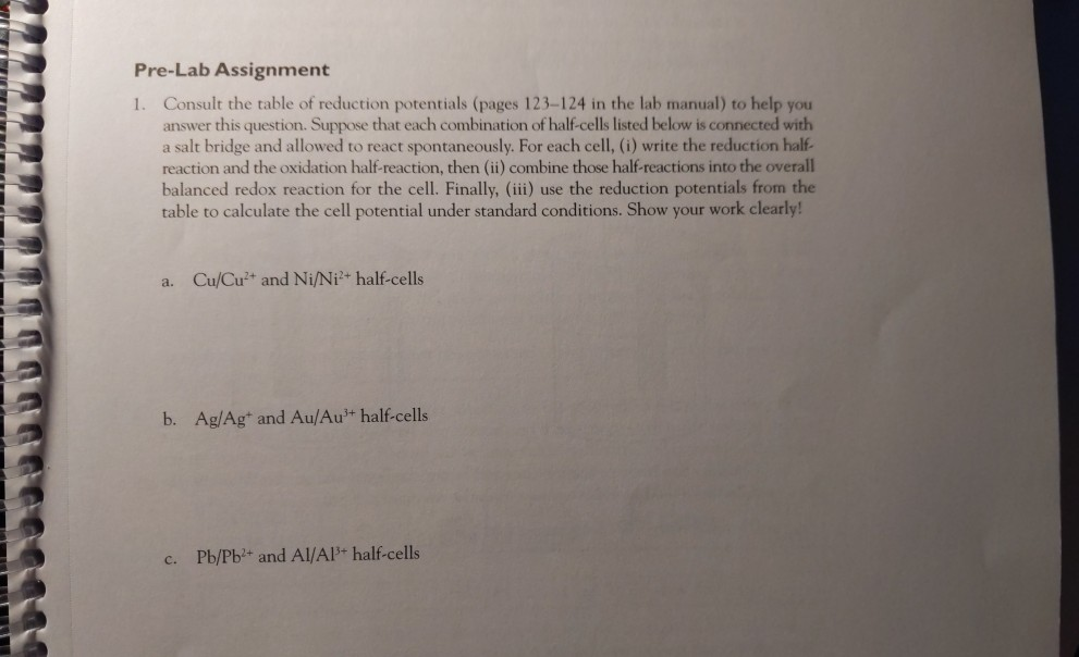 Solved Pre-Lab Assignment 1. Consult the table of reduction | Chegg.com