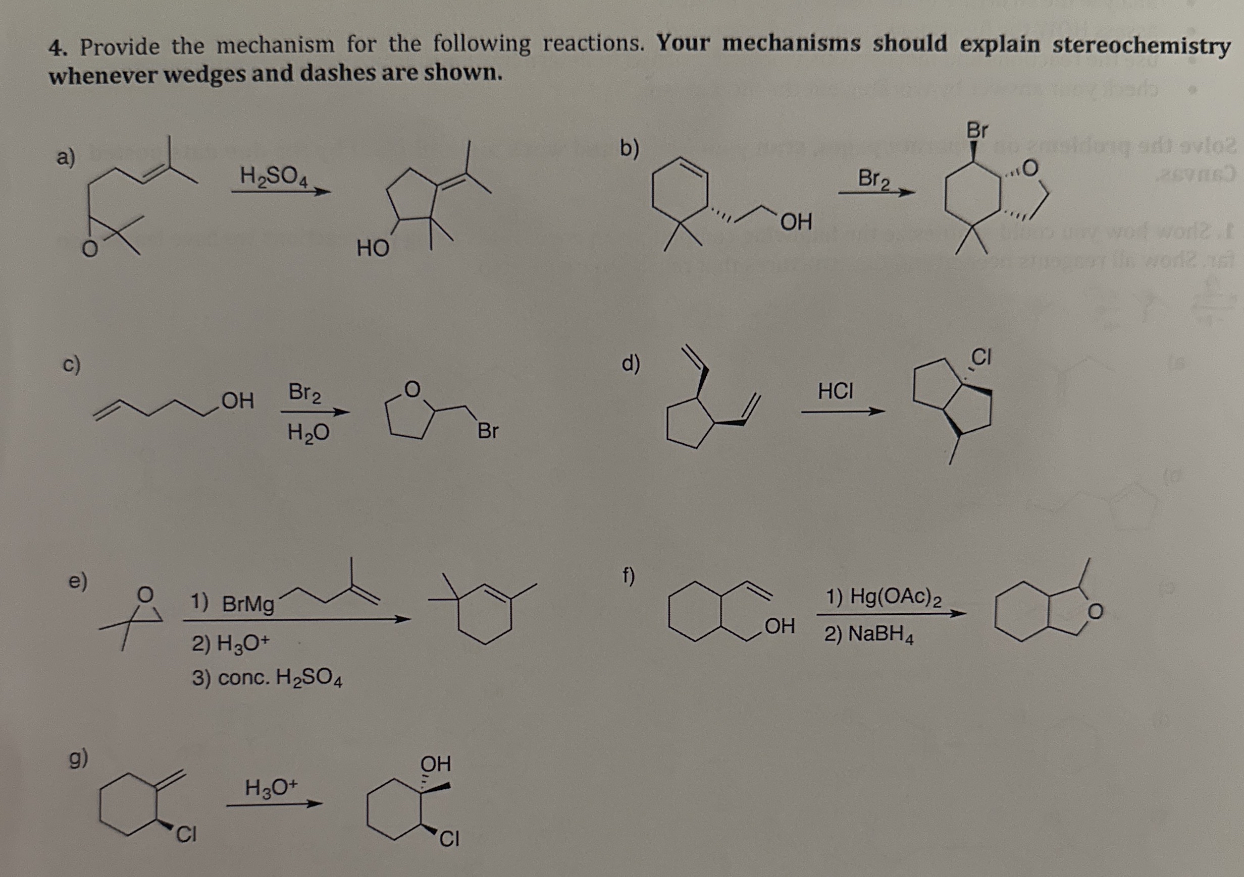 Solved Provide the mechanism for the following reactions. | Chegg.com