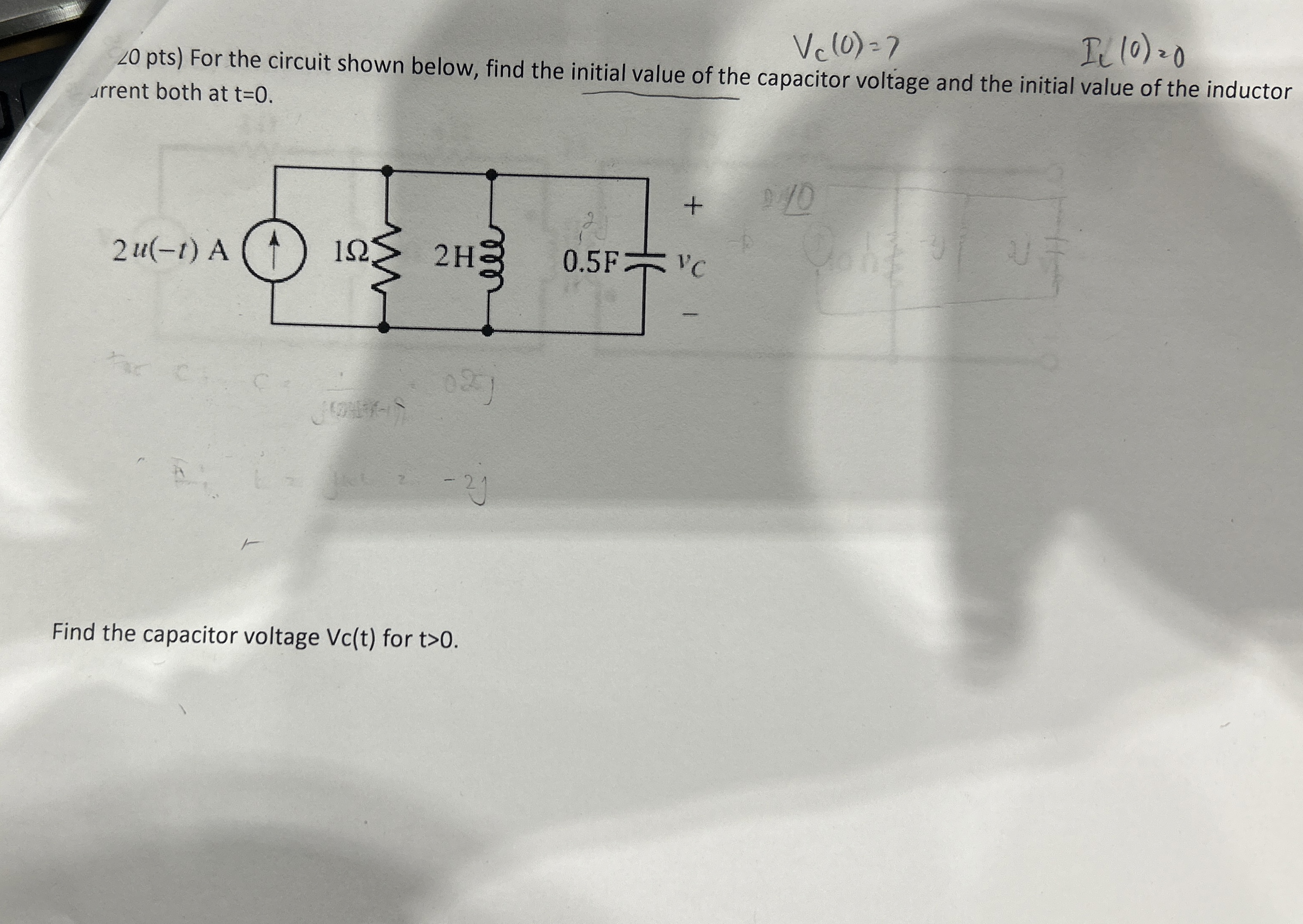 Solved ??0pts ﻿For the circuit shown below, find the initial | Chegg.com