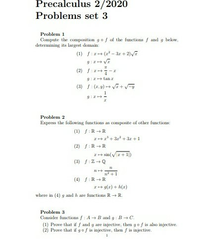 Solved Precalculus 2/2020 Problems set 3 Problem 1 Compute | Chegg.com