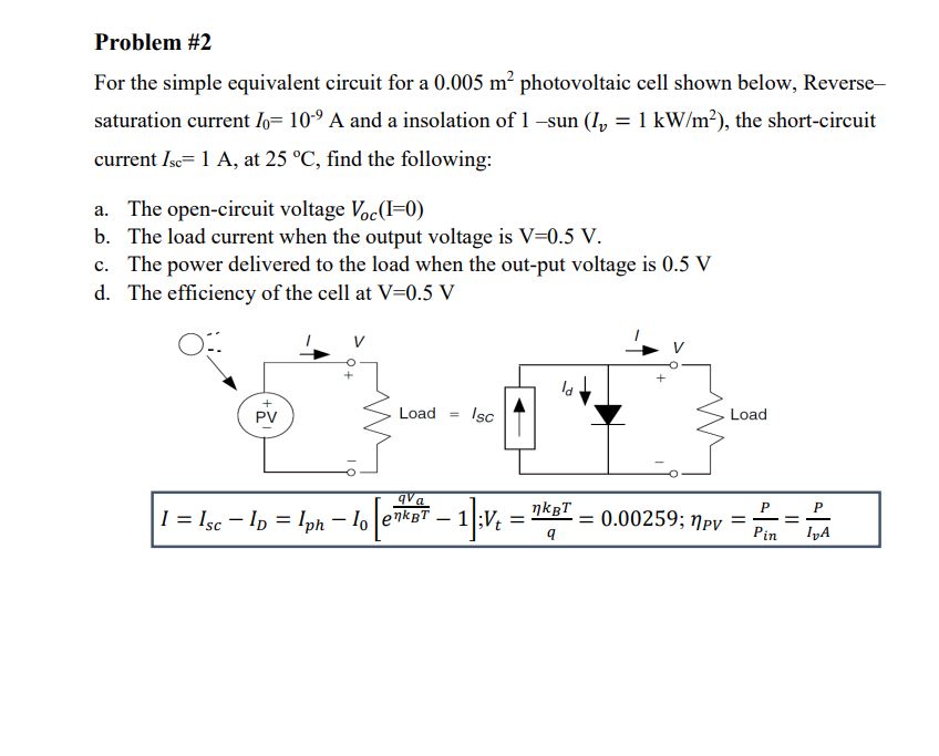Solved Problem #2For the simple equivalent circuit for a | Chegg.com