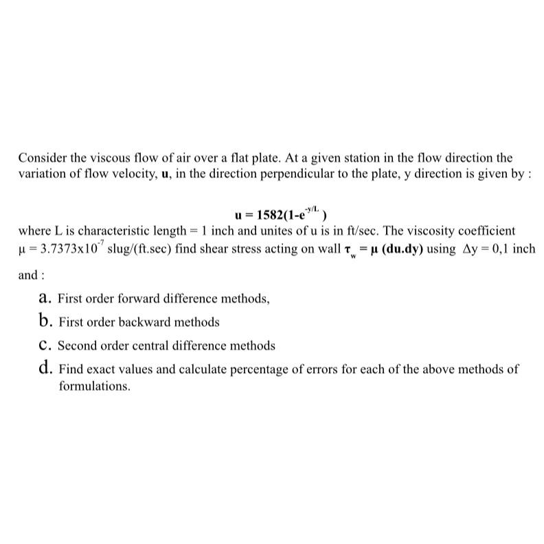 Solved Consider the viscous flow of air over a flat plate. | Chegg.com