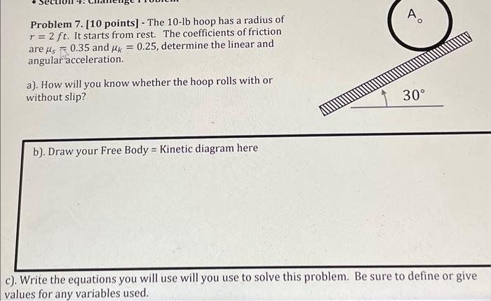 Solved Problem 7. [10 points] - The 10−lb hoop has a radius | Chegg.com