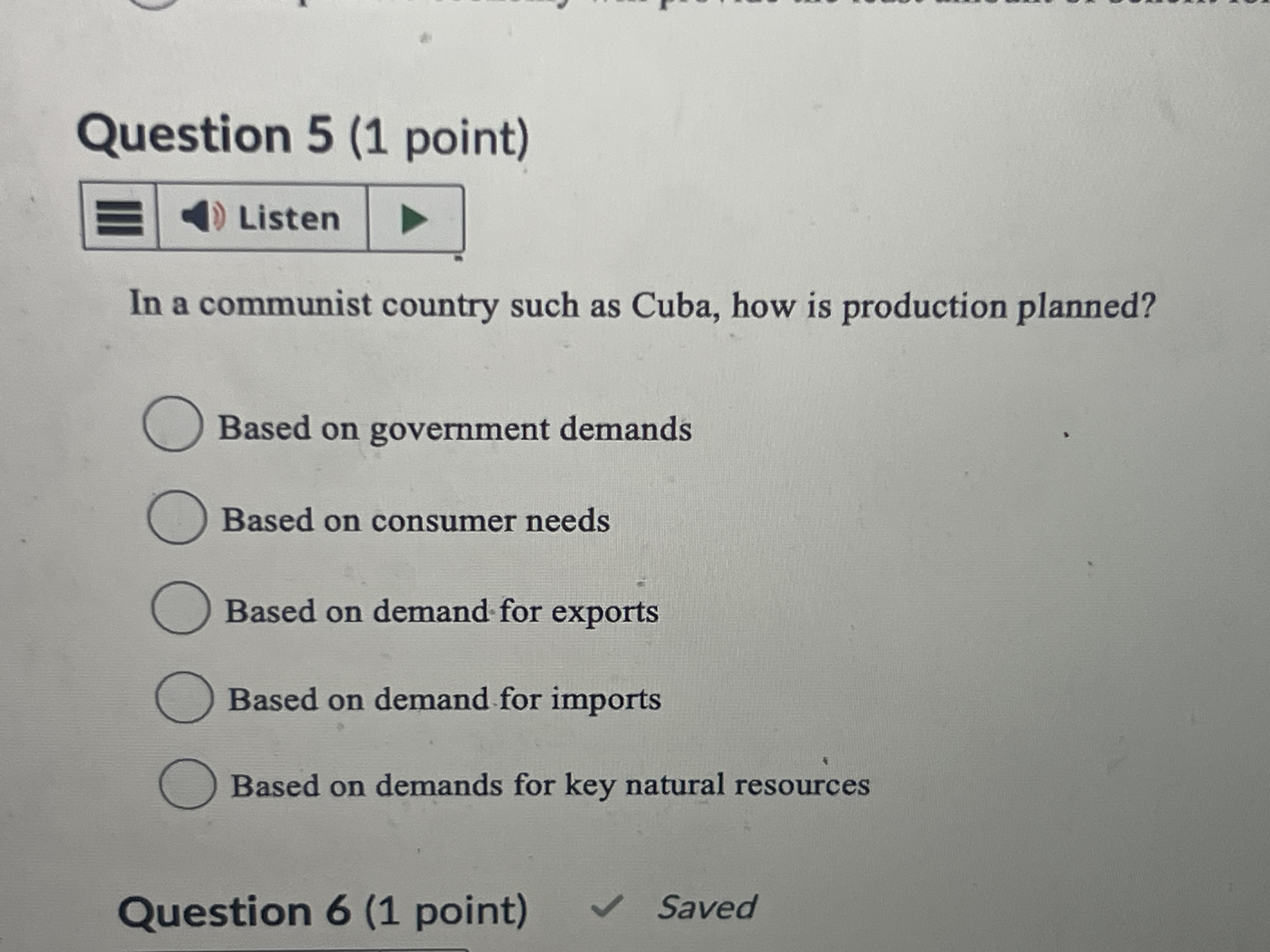 Solved in a communist country such as cuba Question 5 (1 | Chegg.com