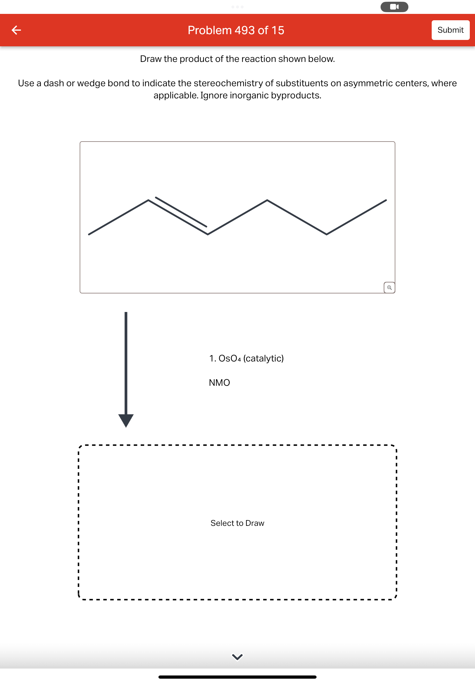 Solved Problem 493 ﻿of 15Draw the product of the reaction | Chegg.com