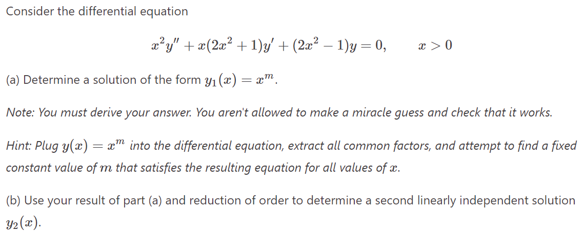 Solved Consider the differential | Chegg.com