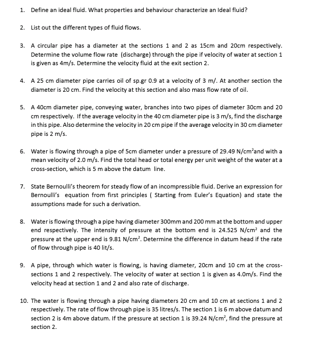 Solved Define an ideal fluid. What properties and behaviour | Chegg.com