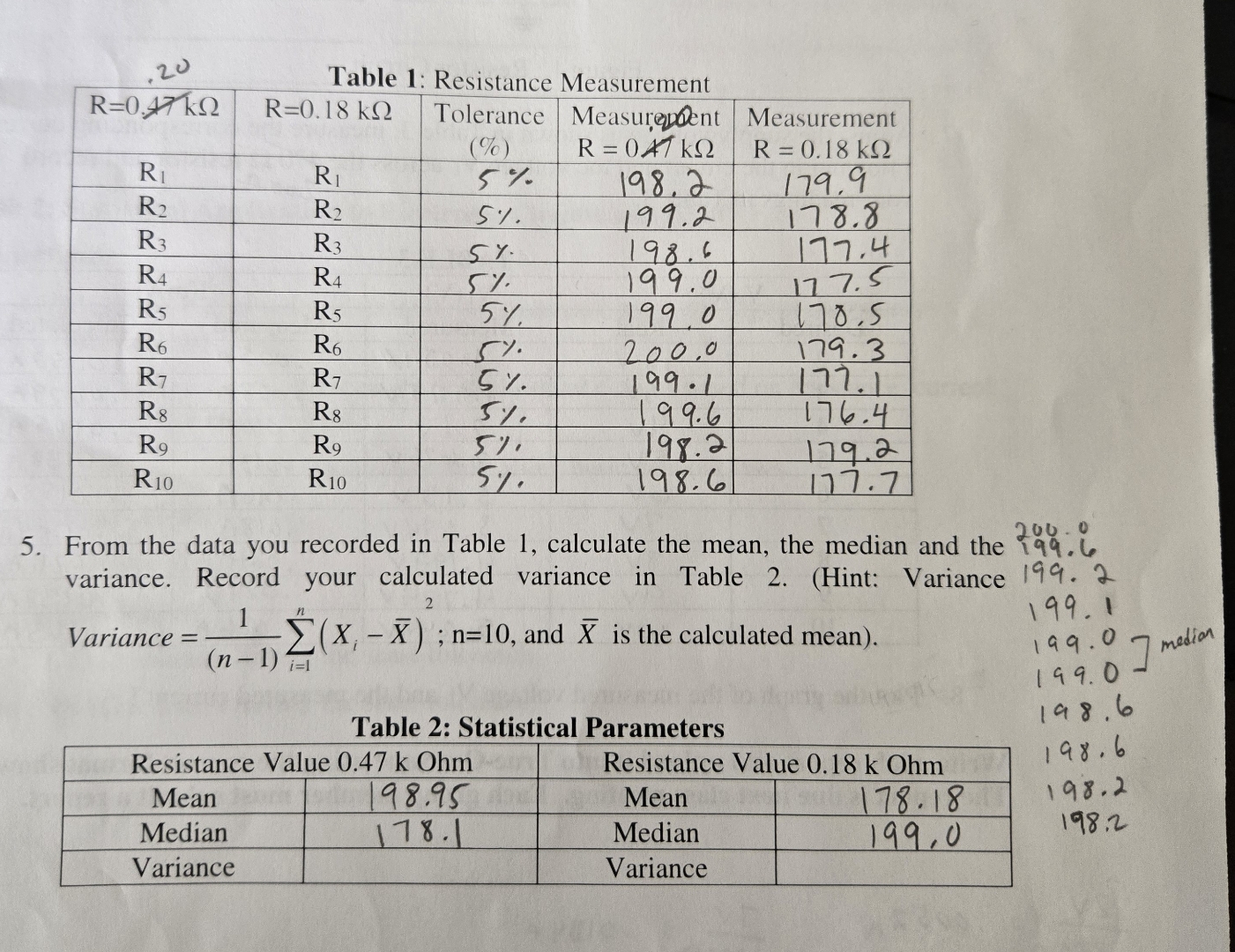 Solved Table 1: Resistance MeasurementFrom the data you | Chegg.com