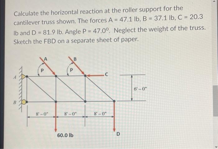 Solved Calculate the horizontal reaction at the roller | Chegg.com
