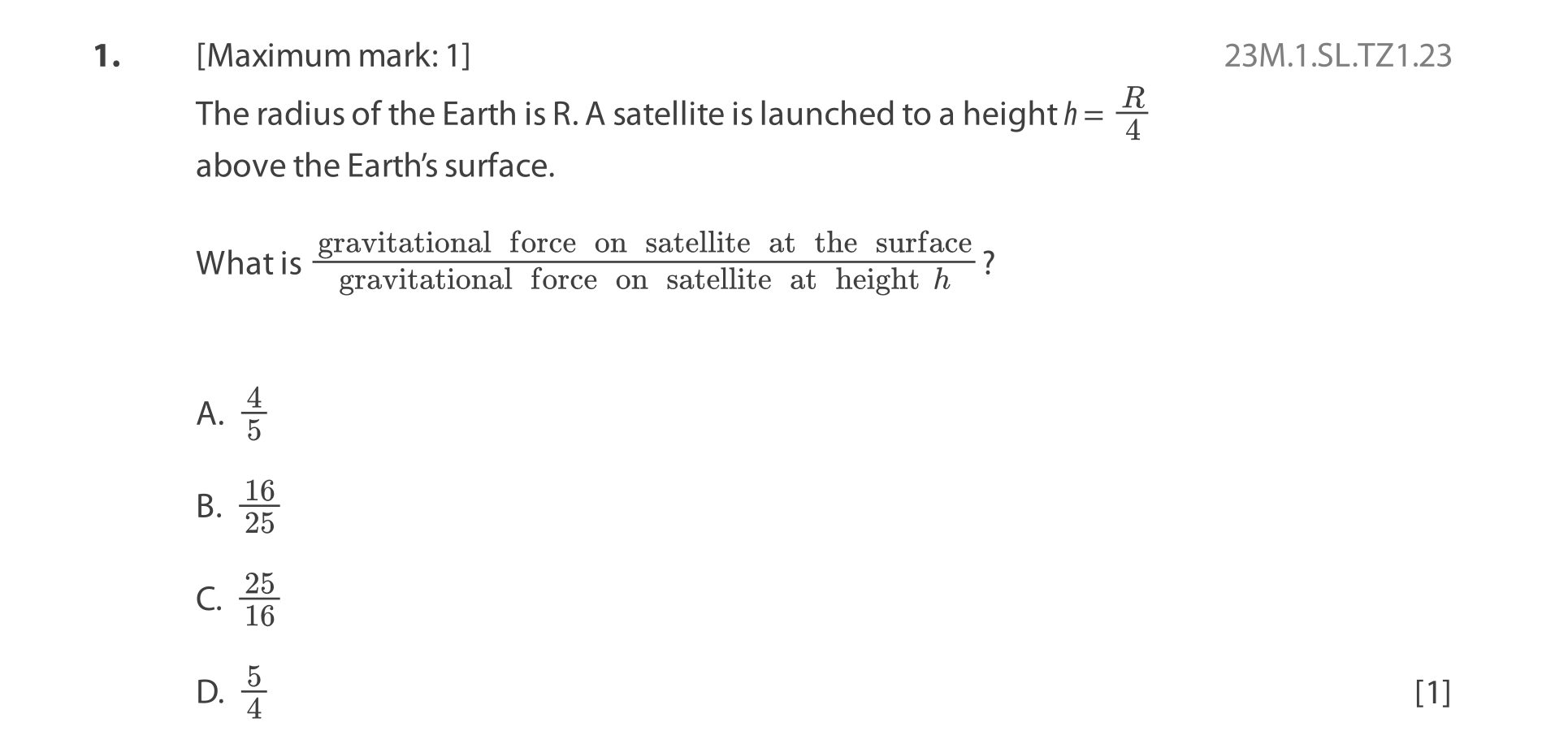 Solved [Maximum mark: 1]23M.1.SL.TZ1. 23The radius of the | Chegg.com