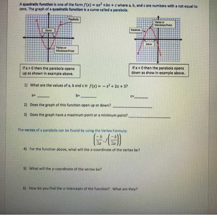 Solved A quadratic function is one of the form f(x) = ax? | Chegg.com