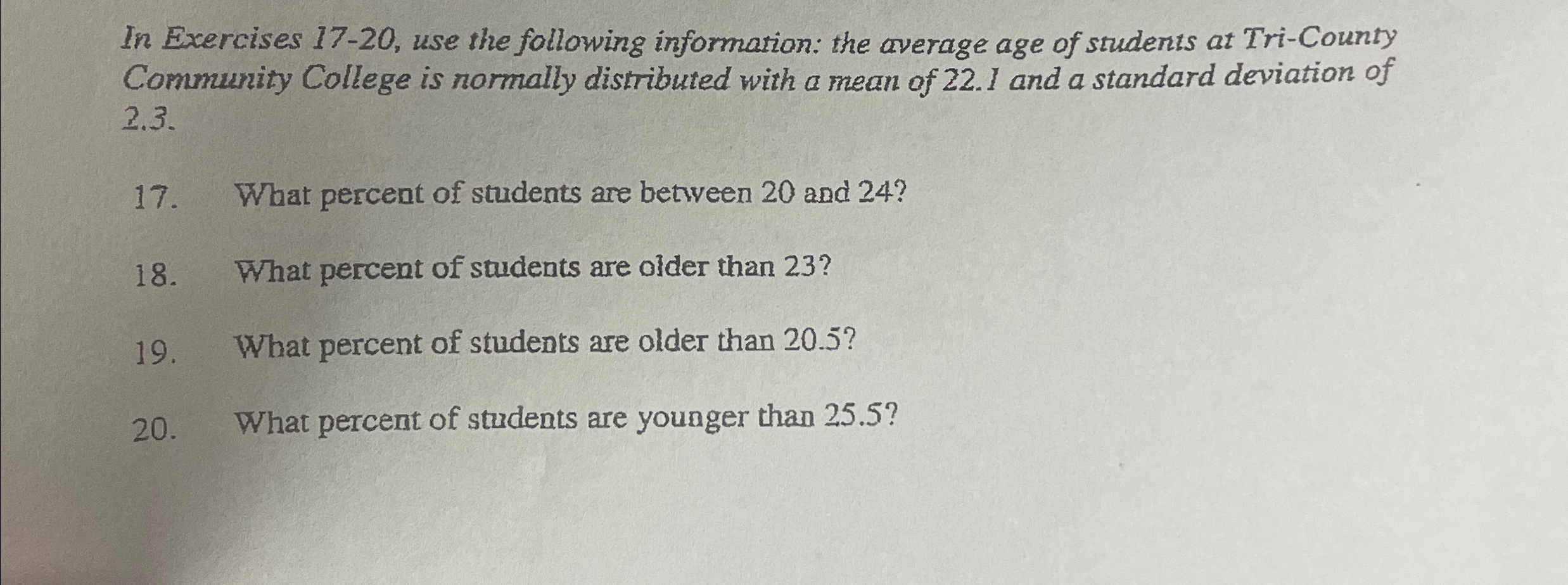Solved In Exercises 17-20, ﻿use the following information: | Chegg.com