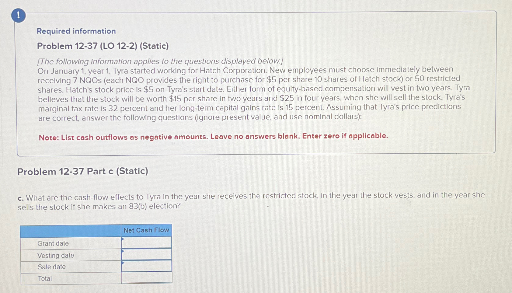 Solved !Required informationProblem 12-37 (LO | Chegg.com