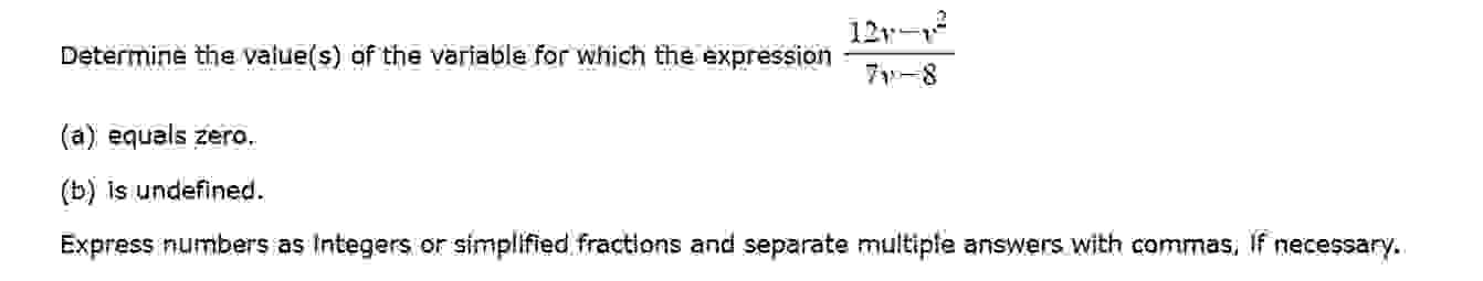 Determine the value(s) ﻿of the variable for which the | Chegg.com