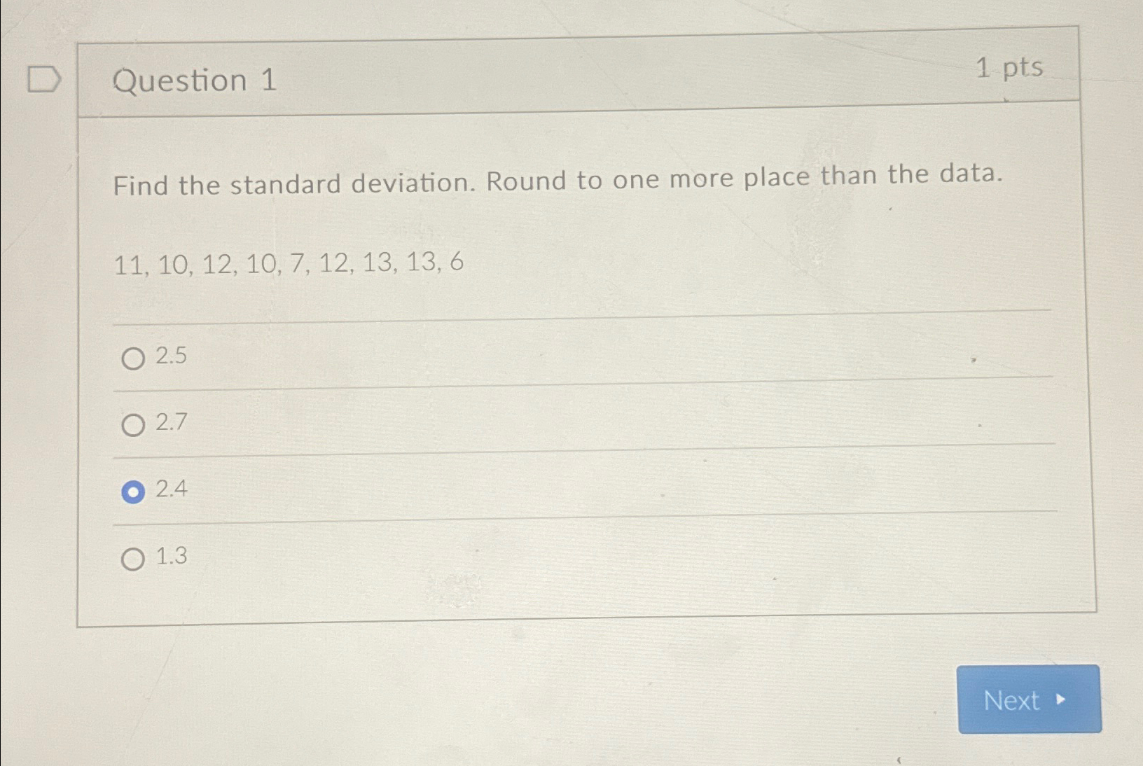 Solved Question 11 ﻿ptsFind the standard deviation. Round to | Chegg.com