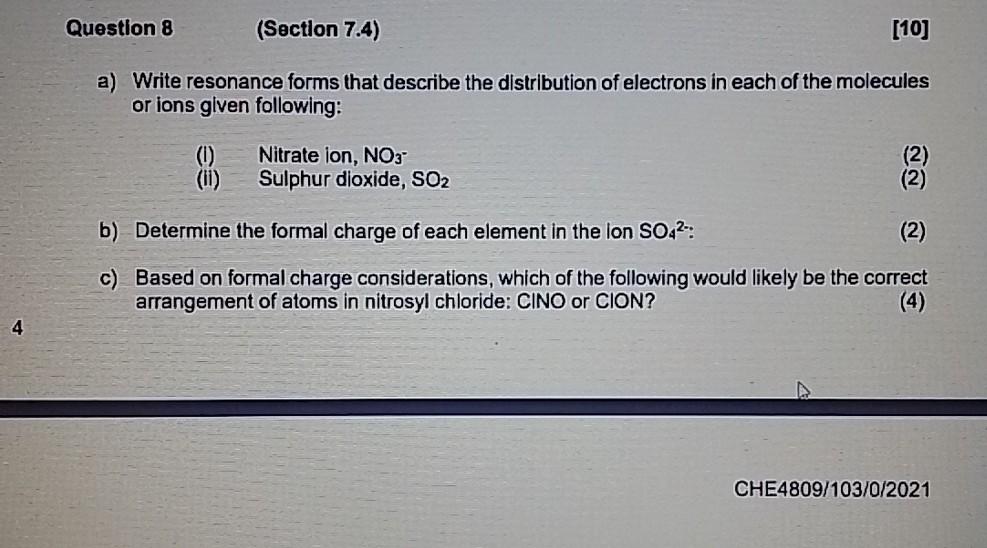 Solved Question 8 (Section 7.4) [10] a) Write resonance | Chegg.com