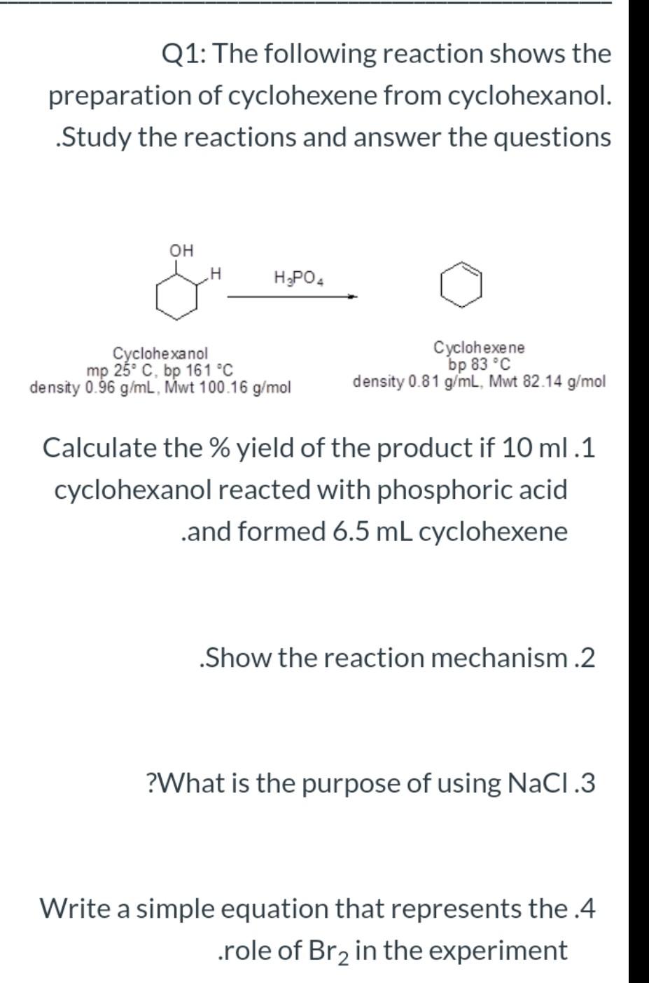 Solved Q1: The following reaction shows the preparation of | Chegg.com