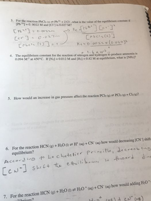 Solved 3. For the reaction PbCl2 (6) Pb2+ + 2CV, what is the | Chegg.com