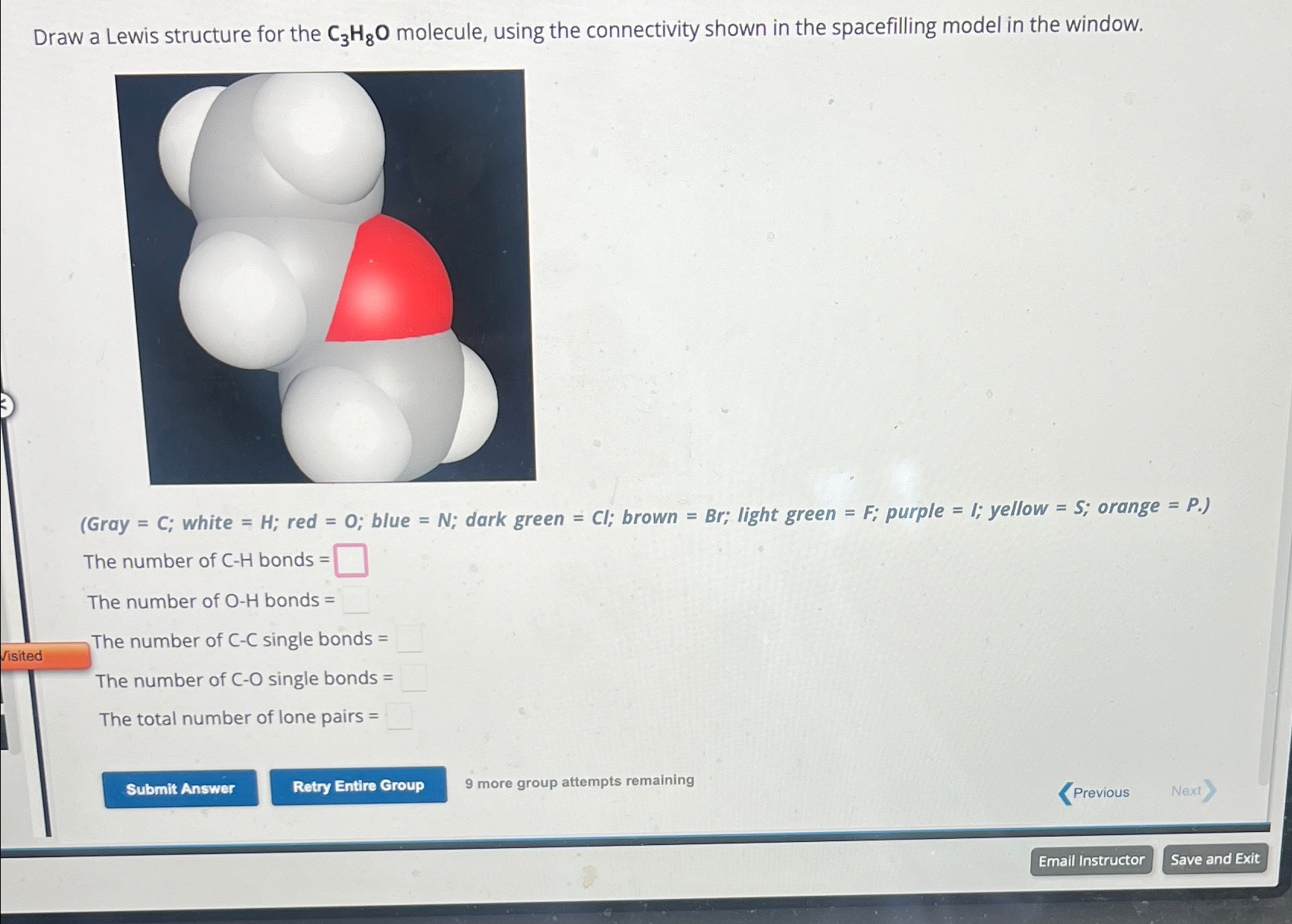 Solved Draw a Lewis structure for the C3H8O ﻿molecule, using | Chegg.com