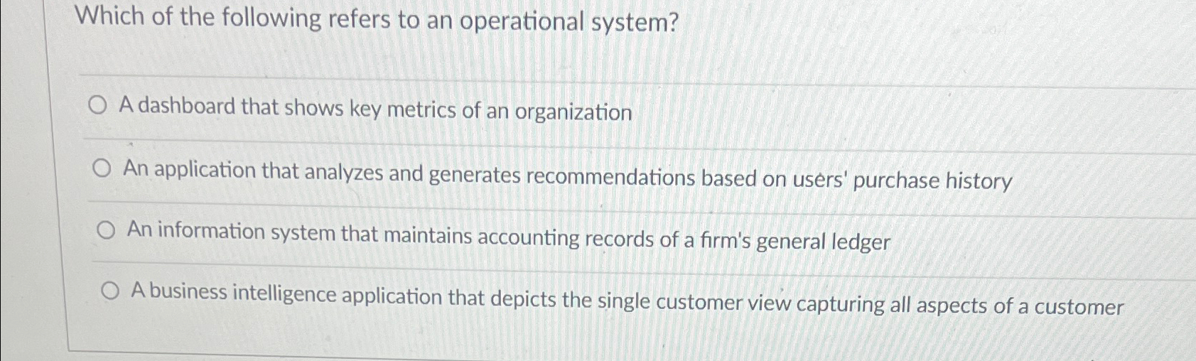Solved Which of the following refers to an operational | Chegg.com