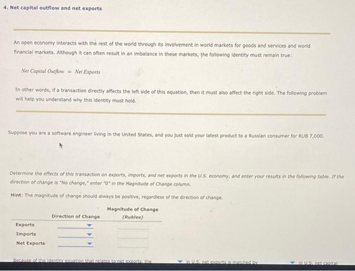 Solved 4. Net capital outflow and net exports An open | Chegg.com