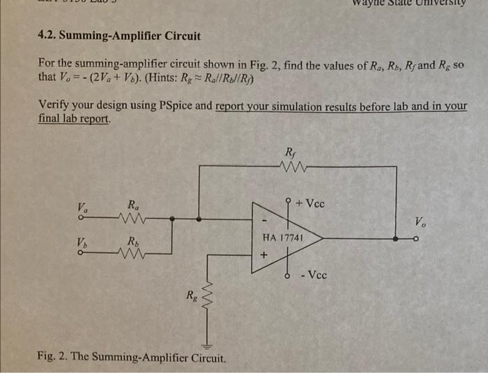 Solved V4yIIC 4.2. Summing-Amplifier Circuit For the | Chegg.com