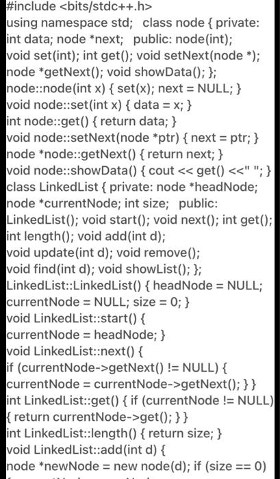 Solved #include using namespace std; class node { private: | Chegg.com