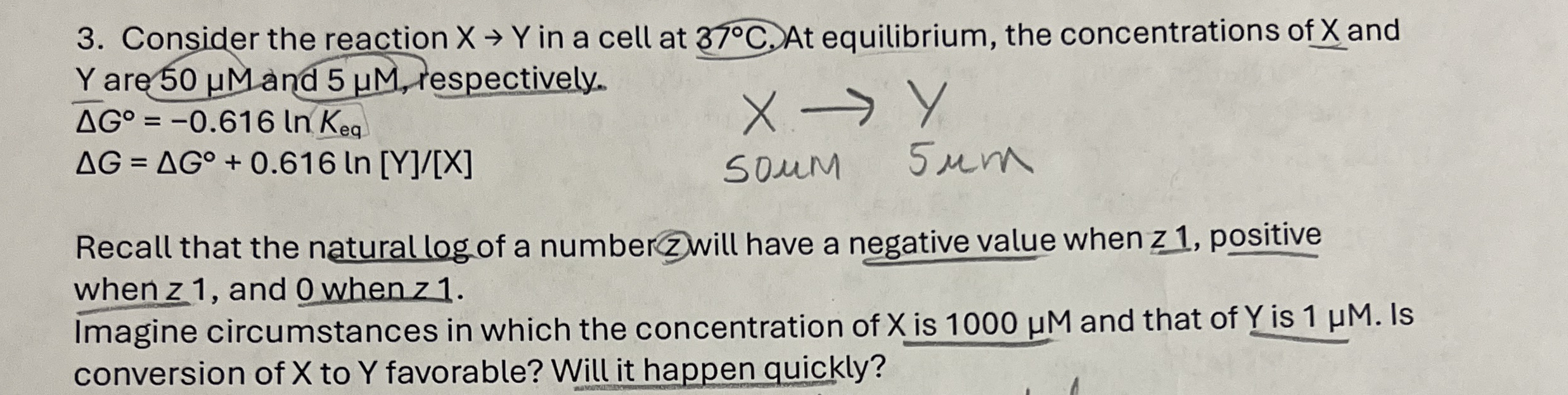 Solved Consider the reaction x→Y ﻿in a cell at 37°C. ﻿At | Chegg.com