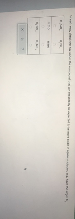 Solved In each row, check the box under the compound that | Chegg.com