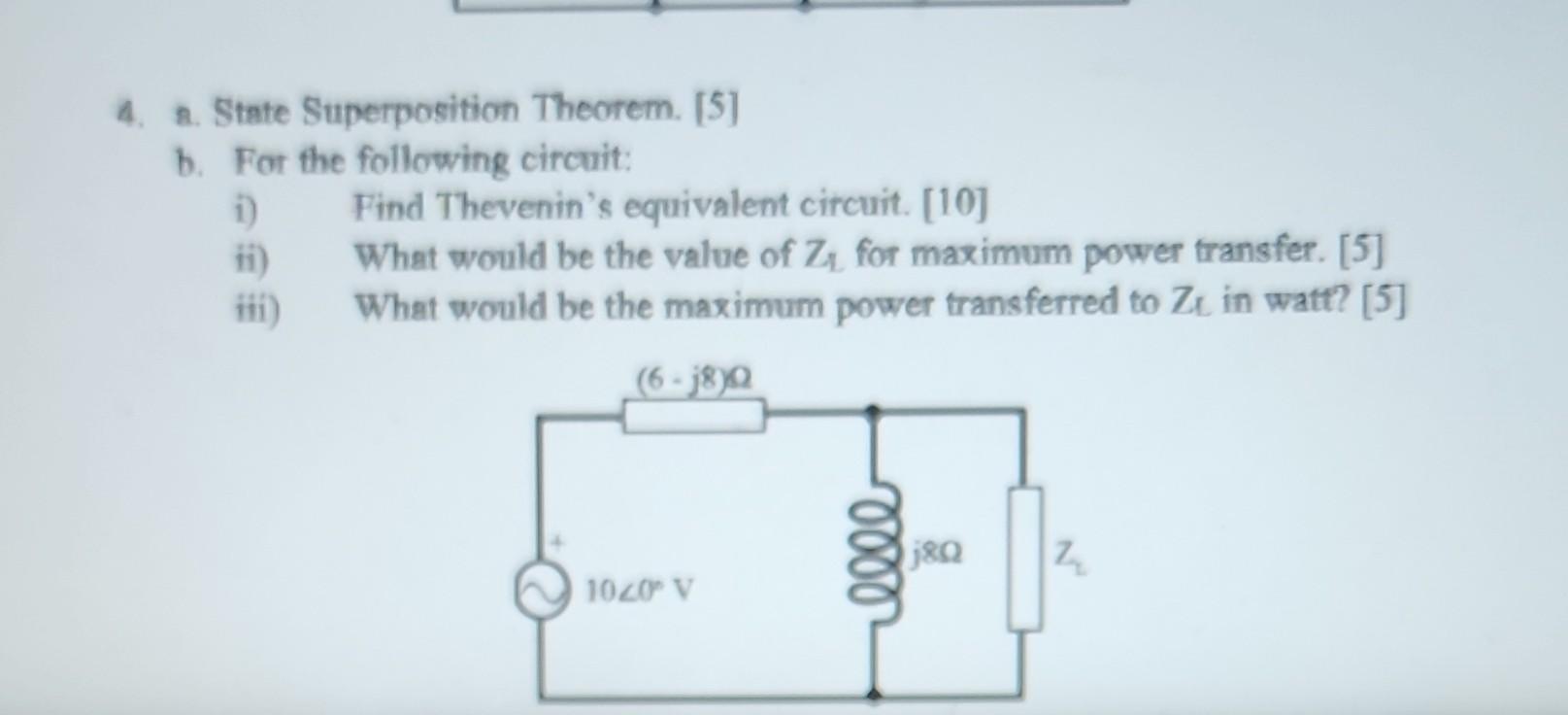 Solved 4. 8. State Superposition Theorem. [5] b. For the | Chegg.com