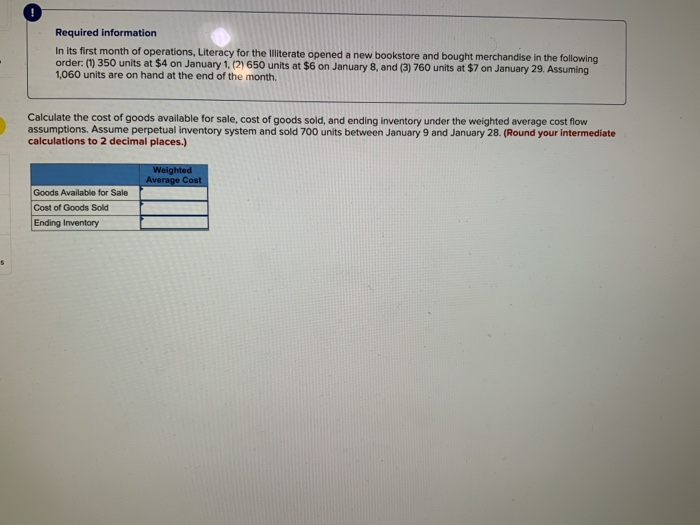Solved Required information In its first month of | Chegg.com
