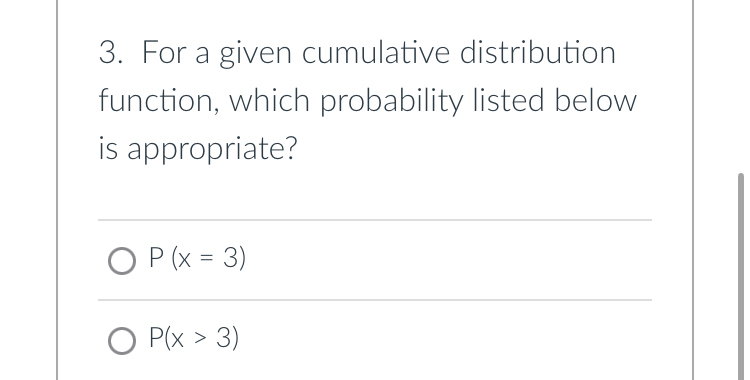 Solved For a given cumulative distribution function, which | Chegg.com