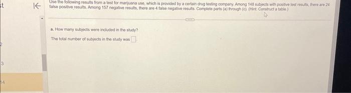 Solved Use the folowng fesults from a test fo marjuana uso, | Chegg.com Solved Use the folowng fesults from a test fo marjuana uso, | Chegg.com