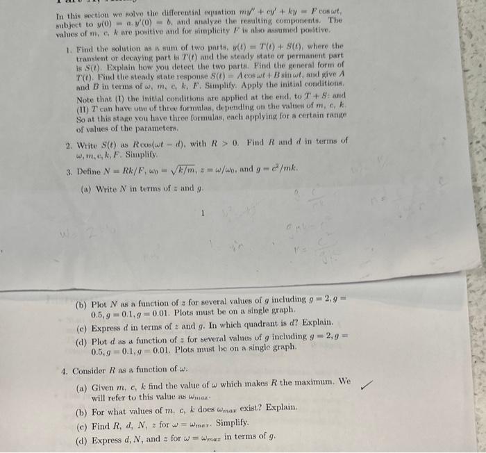 In this section we nolve the differentind equation | Chegg.com