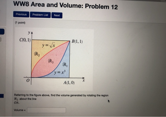 Solved WW8 Area and Volume: Problem 12 Previous Problem List | Chegg.com