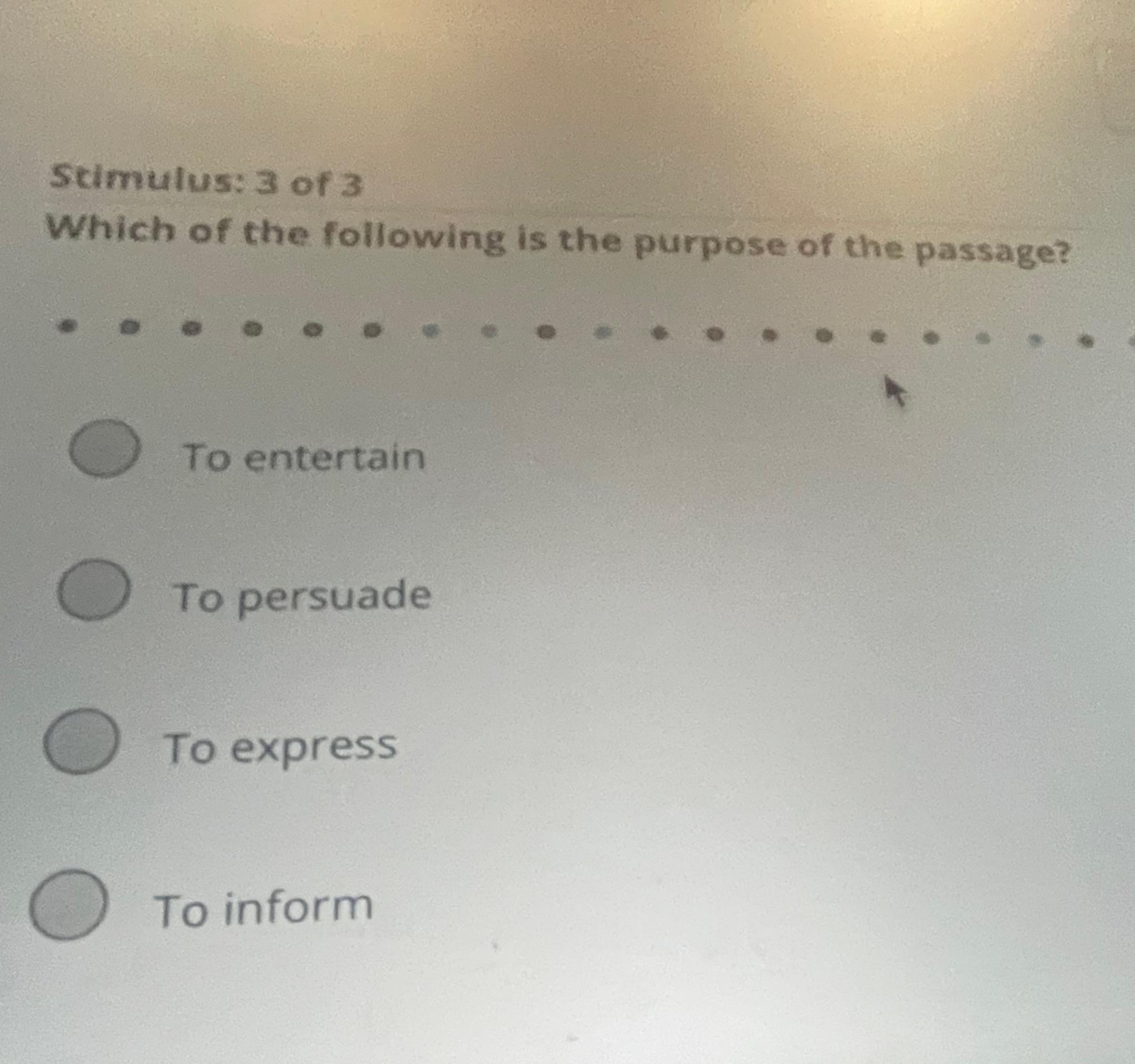 Solved Stimulus: 3 ﻿of 3Which of the following is the | Chegg.com