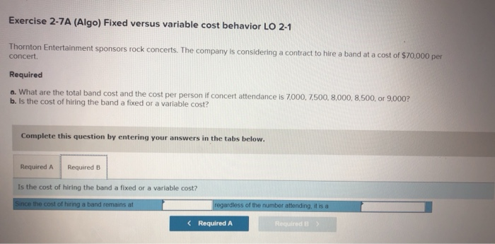 Solved Exercise 2-3A (Algo) Determining fixed cost per unit | Chegg.com