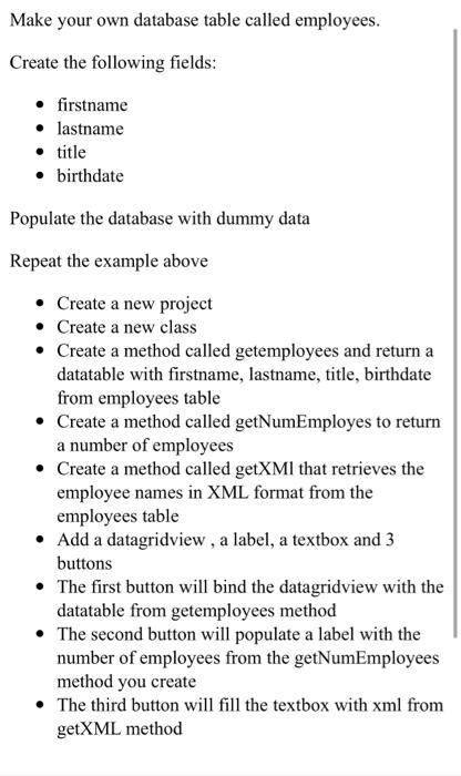 Solved Make your own database table called employees. Create | Chegg.com