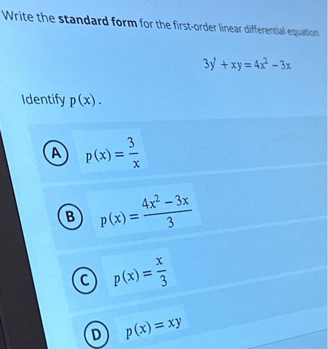 Solved Write the standard form for the first-order linear | Chegg.com
