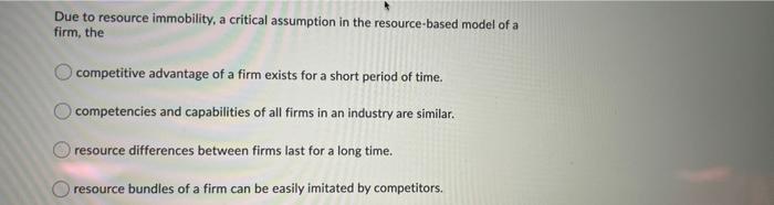 Solved Due to resource immobility, a critical assumption in | Chegg.com