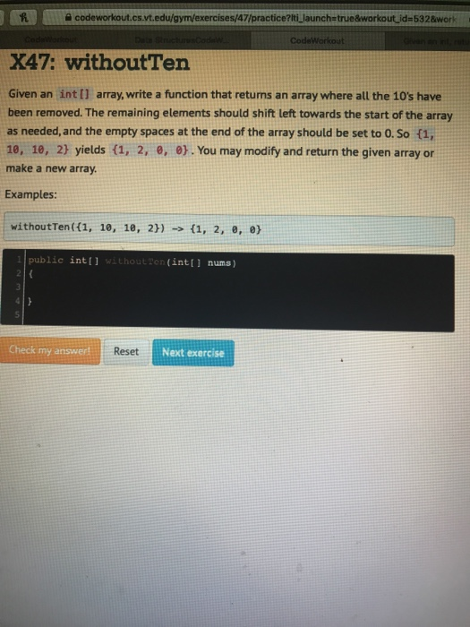 Solved codeworkout.cs.vt.edu/gym/exercises/40/practice? | Chegg.com