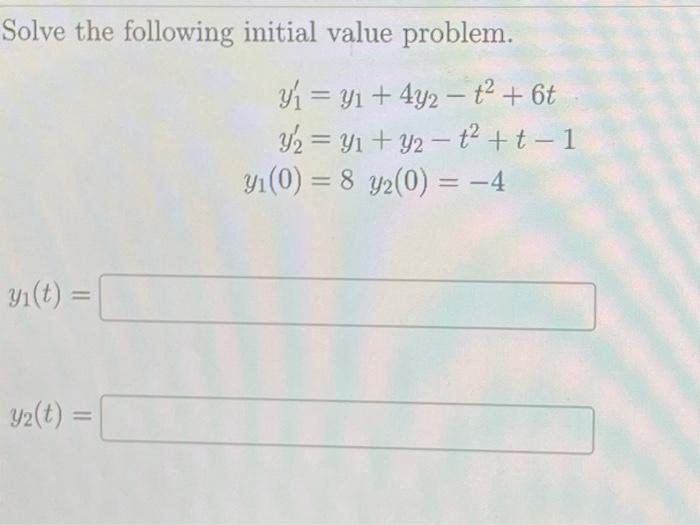 Solved Solve the following initial value problem. | Chegg.com