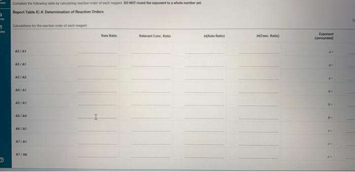 Solved \r\nReport Table IC. \\( x \\) : initial | Chegg.com